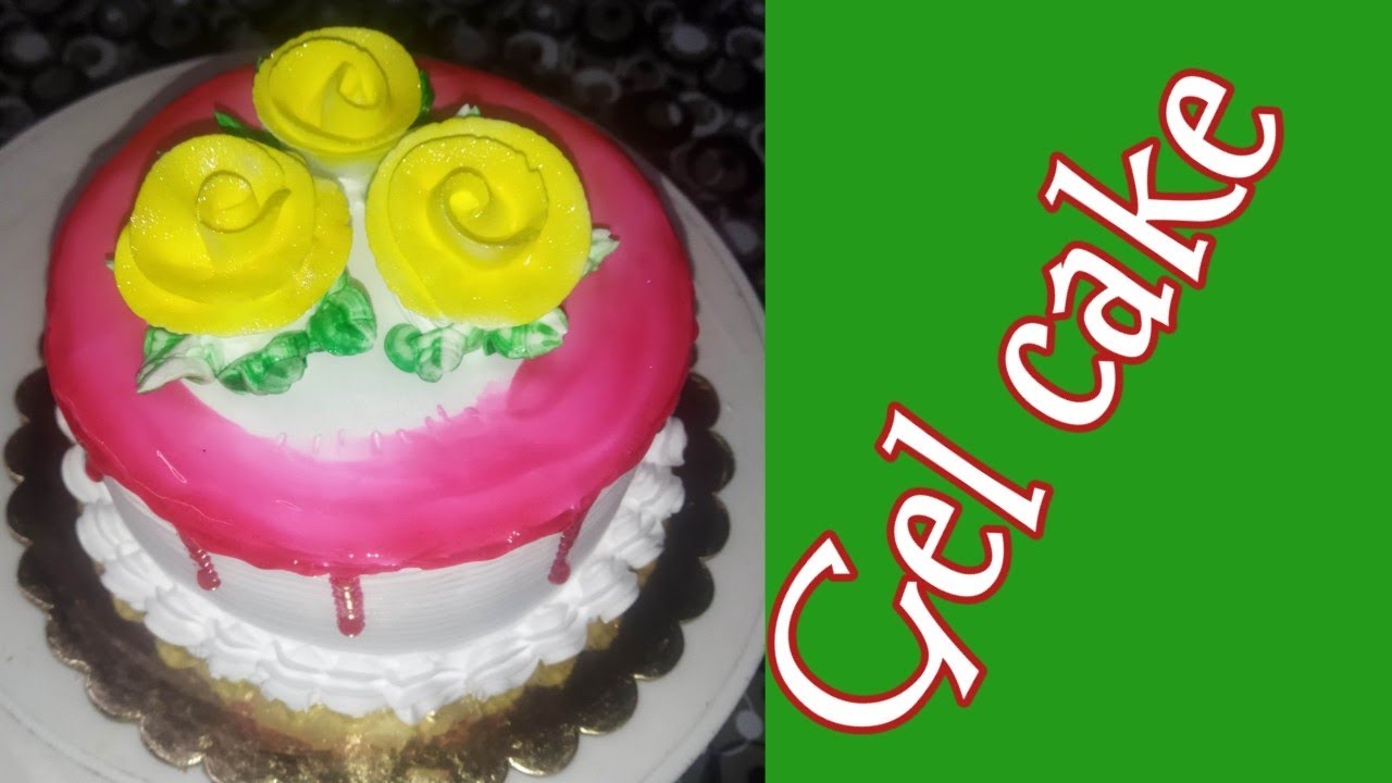 pink gel cake # yellow flower # simple design - YouTube