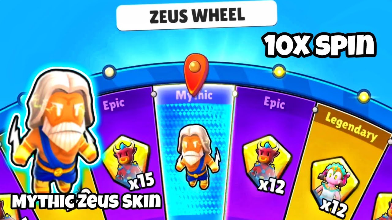Zeus Wheel Spin ft. Mythic Zeus Skin | Stumble Guys 0.55 - YouTube