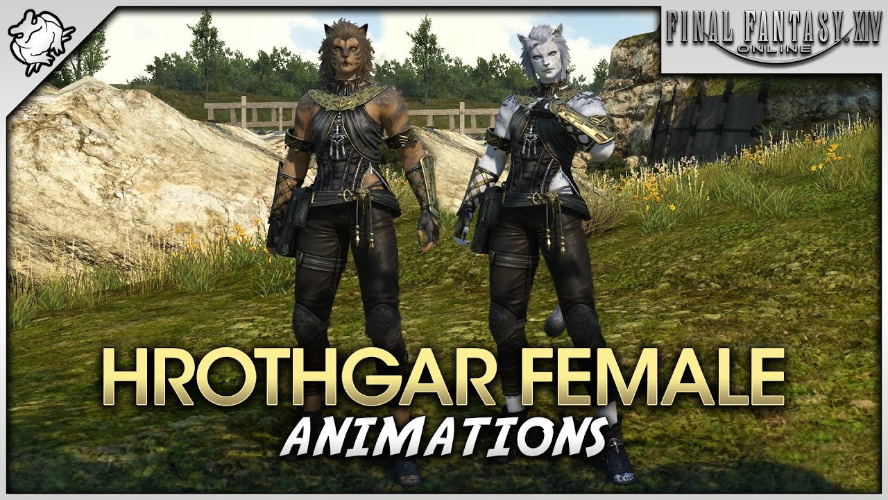 FFXIV - Hrothgar Female Animations - YouTube