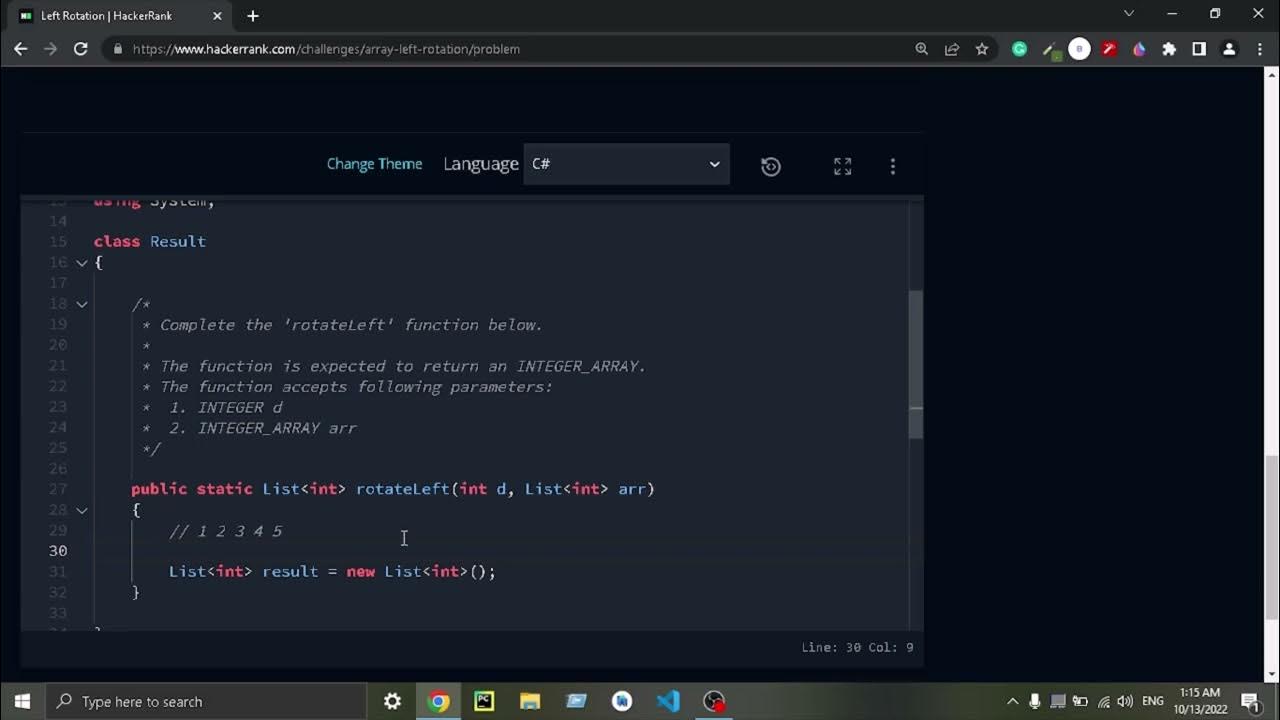 Left Rotation Hackerrank C Dsa Youtube