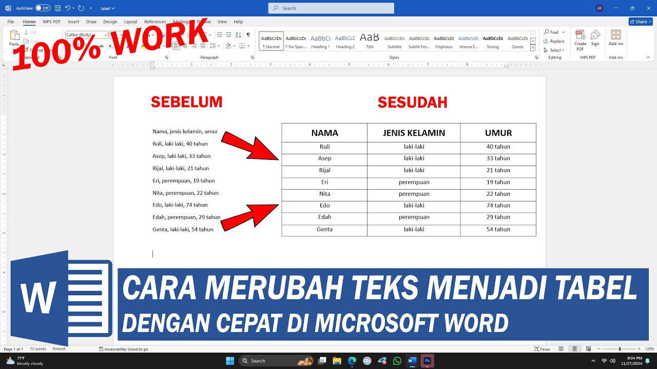 Cara Merubah Teks Menjadi Tabel Dengan Cepat di Microsoft Word - YouTube