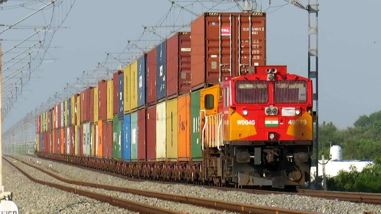 Diesel Locomotives with Giant Double Stack Container Trains - YouTube