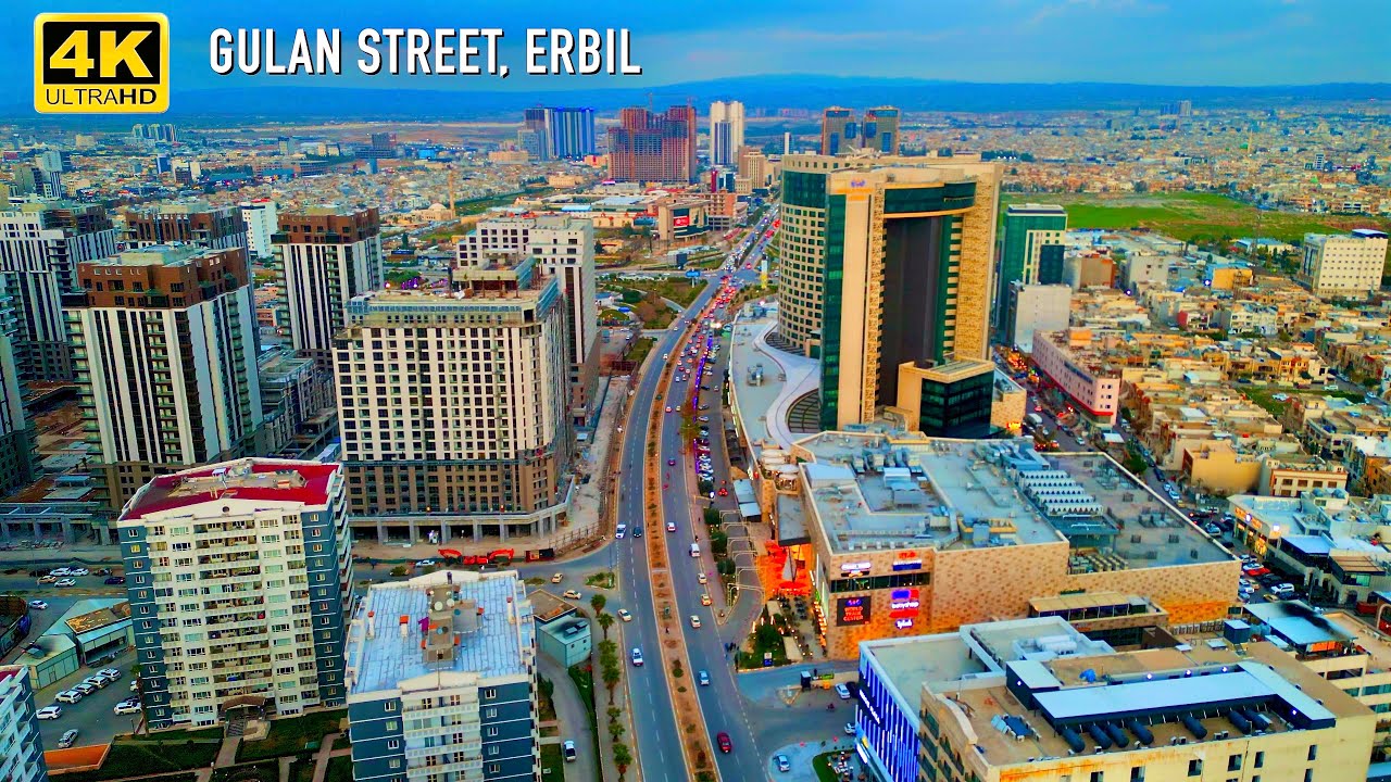 Gulan Street Erbil City 2024 Aerial View 4K 60FPS KURDISTAN Drone - YouTube