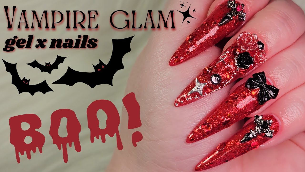 VAMPIRE GLAM HALLOWEEN NAILS | EASY GEL X NAILS | BEGINNER GEL X NAILS ...