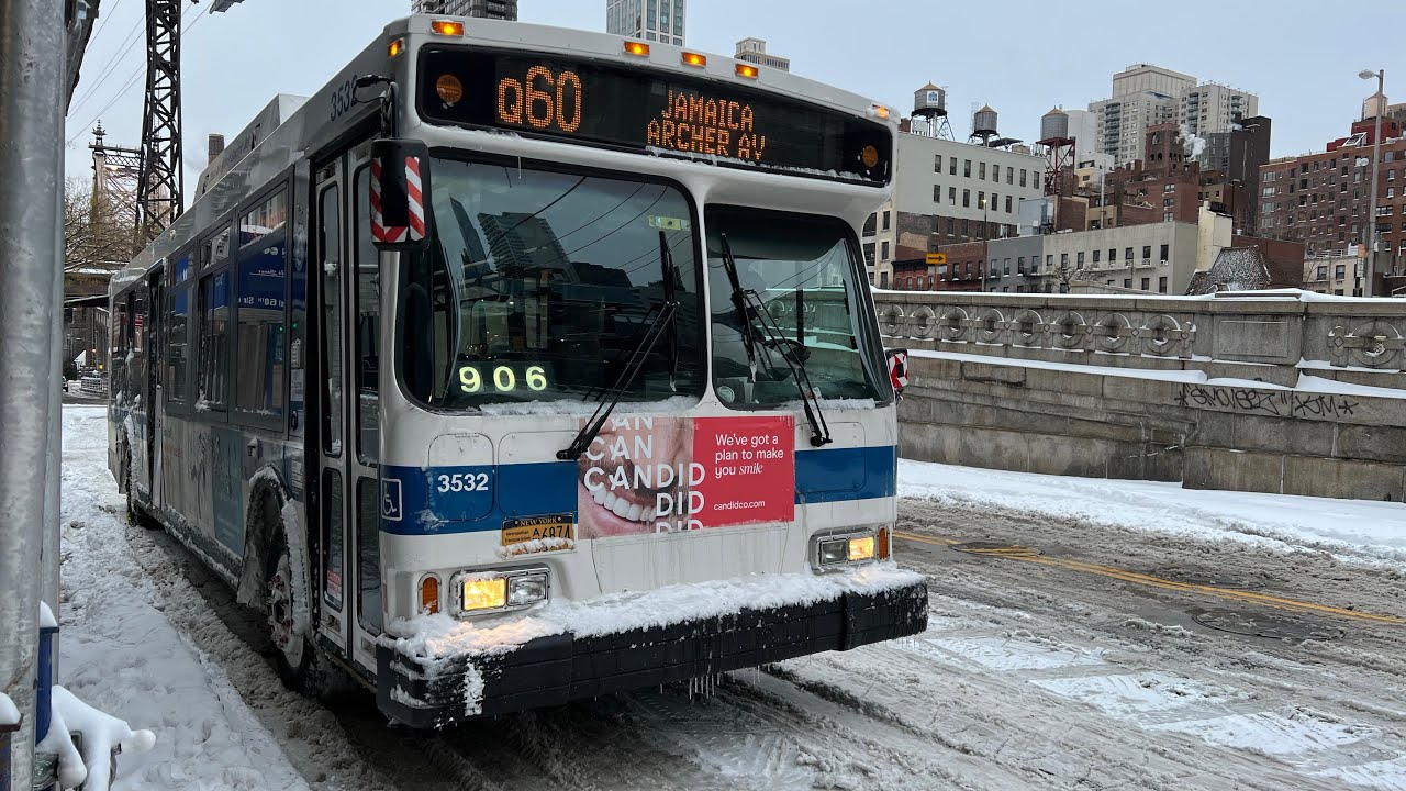 MTA: A Snowy Ride On 2006 Orion VII Hybrid #3532 On The Q60 Bus Via ...