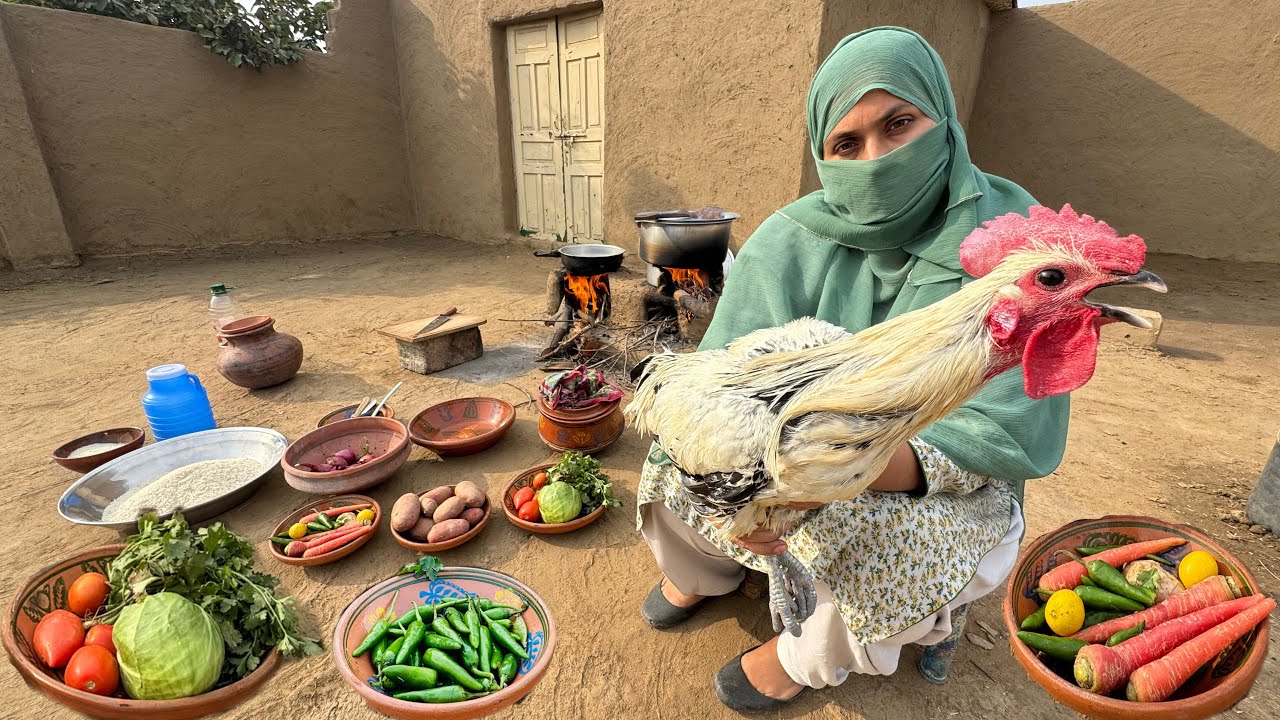 Village Style Desi Murga Village Famous RED COUNTRYChicken Curry Eating ...