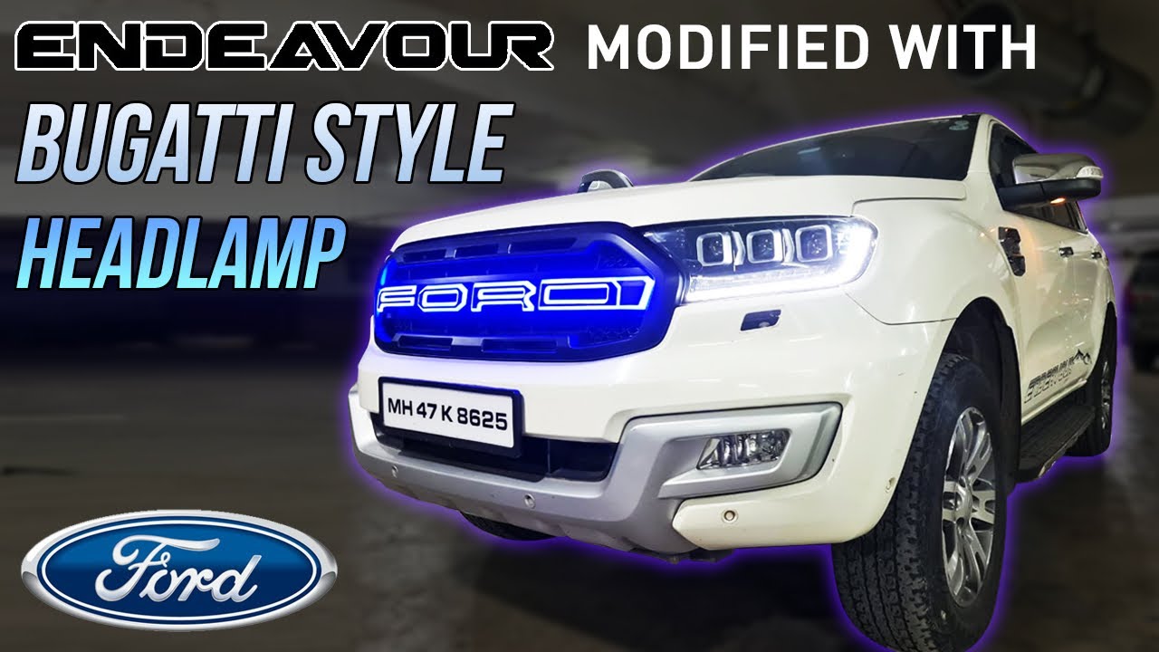 FORD ENDEAVOUR MODIFIED WITH BUGATTI STYLE HEADLAMP AND LED GRILL📞98201 ...