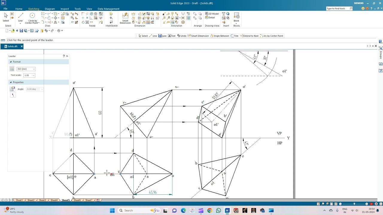 Orthographic Projection of Square Pyramid 02 - YouTube