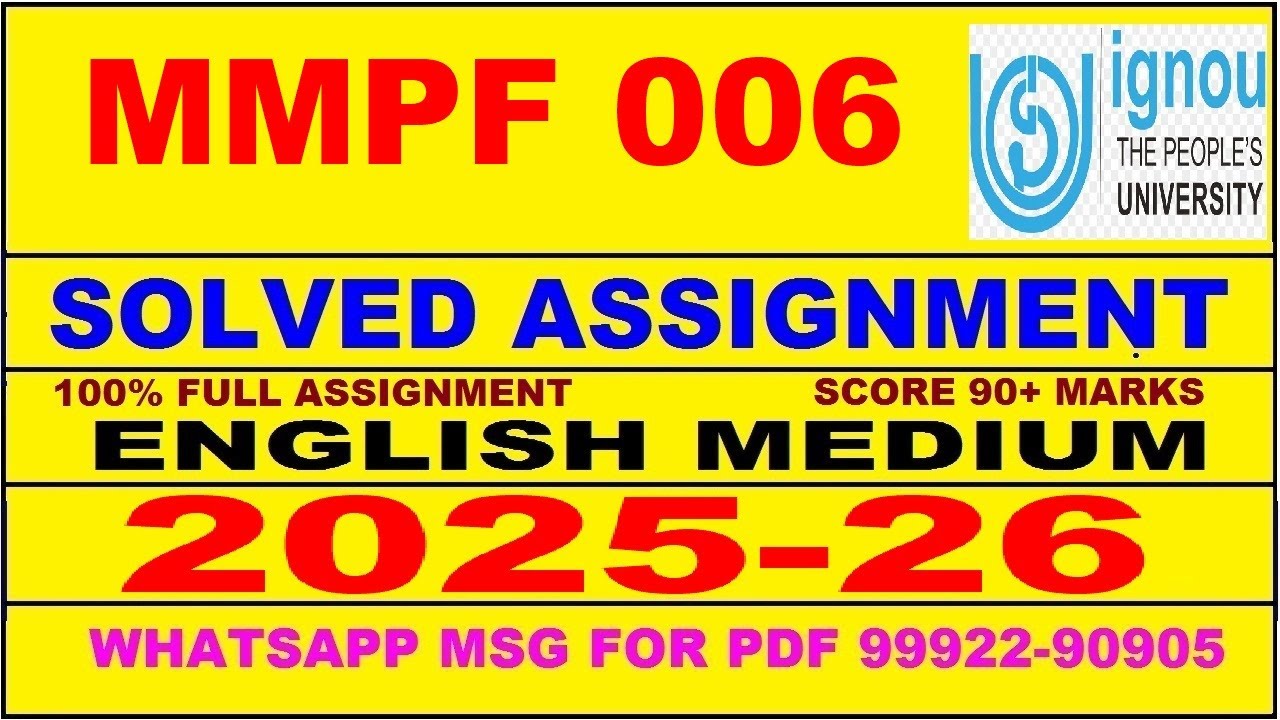 MMPF 006 solved assignment 2025-26 in English || mmpf 006 solved assignment 2026 || mmpf6 2025 ...