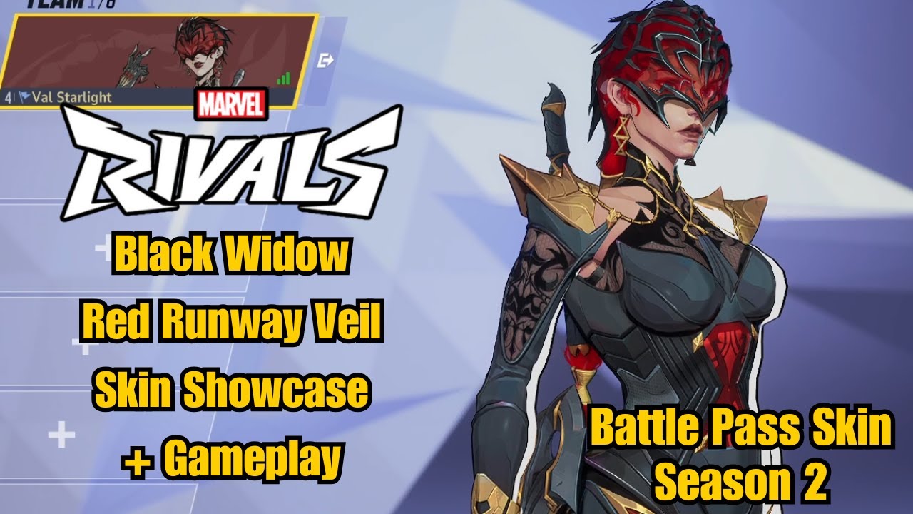 Black Widow | Red Runway Veil Battle Pass Skin Showcase | Marvel Rivals ...