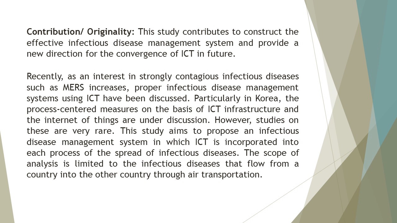 Analysis of Infectious Diseases Spreading Process and ICT Based ...