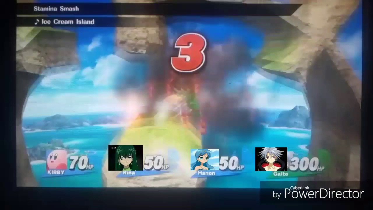 Kirby, Rina (Mii), & Hanon (Mii) VS Gaito Domoto (Mii) (Stamina Smash ...