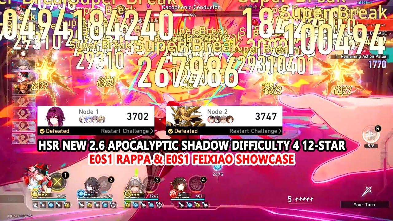 HSR New 2.6 Apocalyptic Shadow Difficulty 4 12-Star - E0S1 Rappa & E0S1 ...