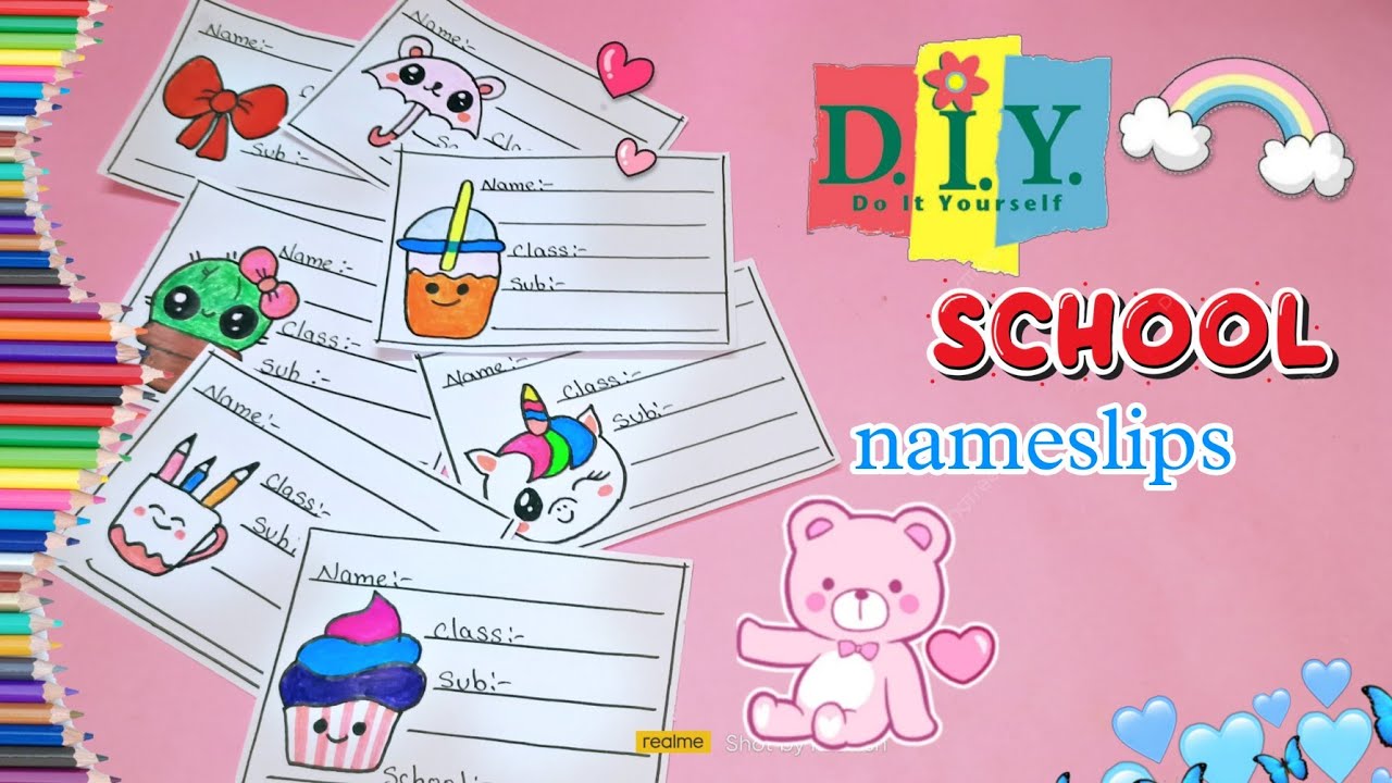 handmade nameslips for school / school craft / homemade school name ...