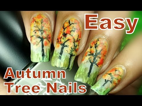 Bornprettystore BPR-008 Polish review+  Easy Autumn Tree nails