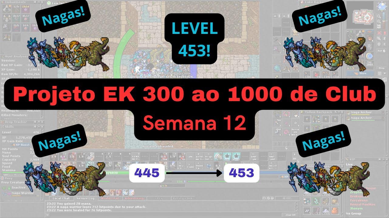 [Tibia] EK de Club SOLO - do 300 ao 1000 - Semana 12 - Nagas de Lei ...