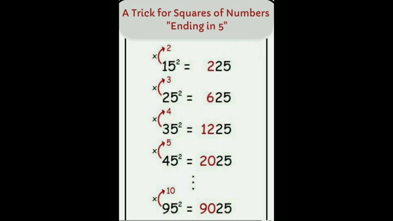 SQUARING OF NUMBERS ENDING IN 5 #mathtricks #squaring #youtubeshorts #didyouknowthis # ...