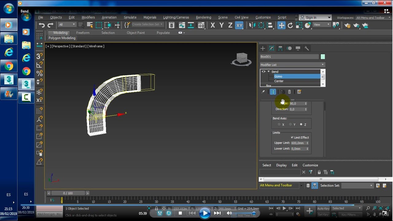 3DS MAX -4- Doblar/curvar Bend - YouTube