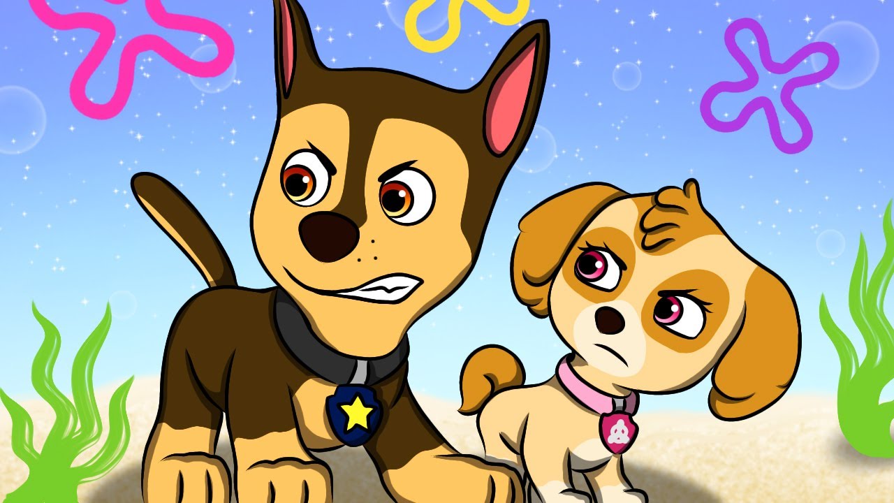 Chase Saves Skye from Angry Squidward in Bikini Bottom - YouTube