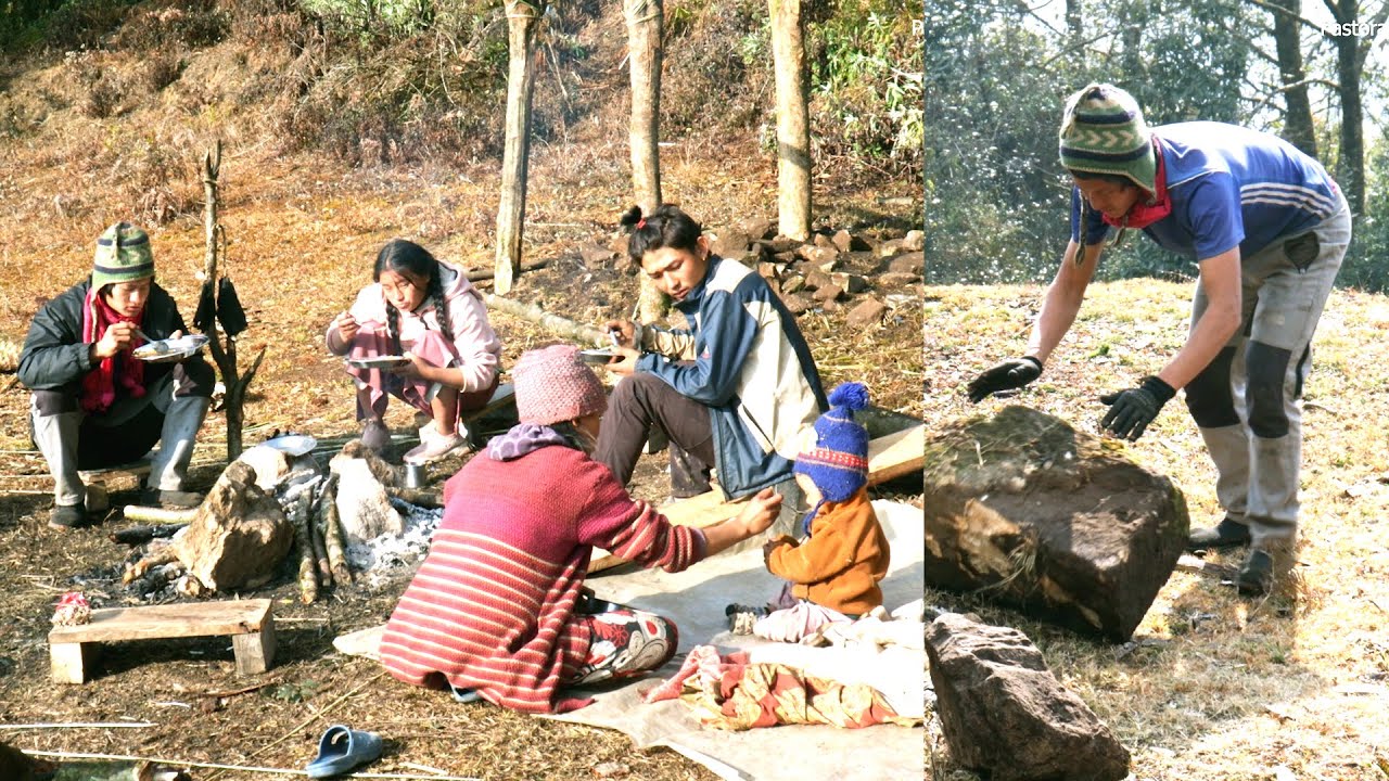 Breakfast time in cold morning of young family || Pastoral life of ...