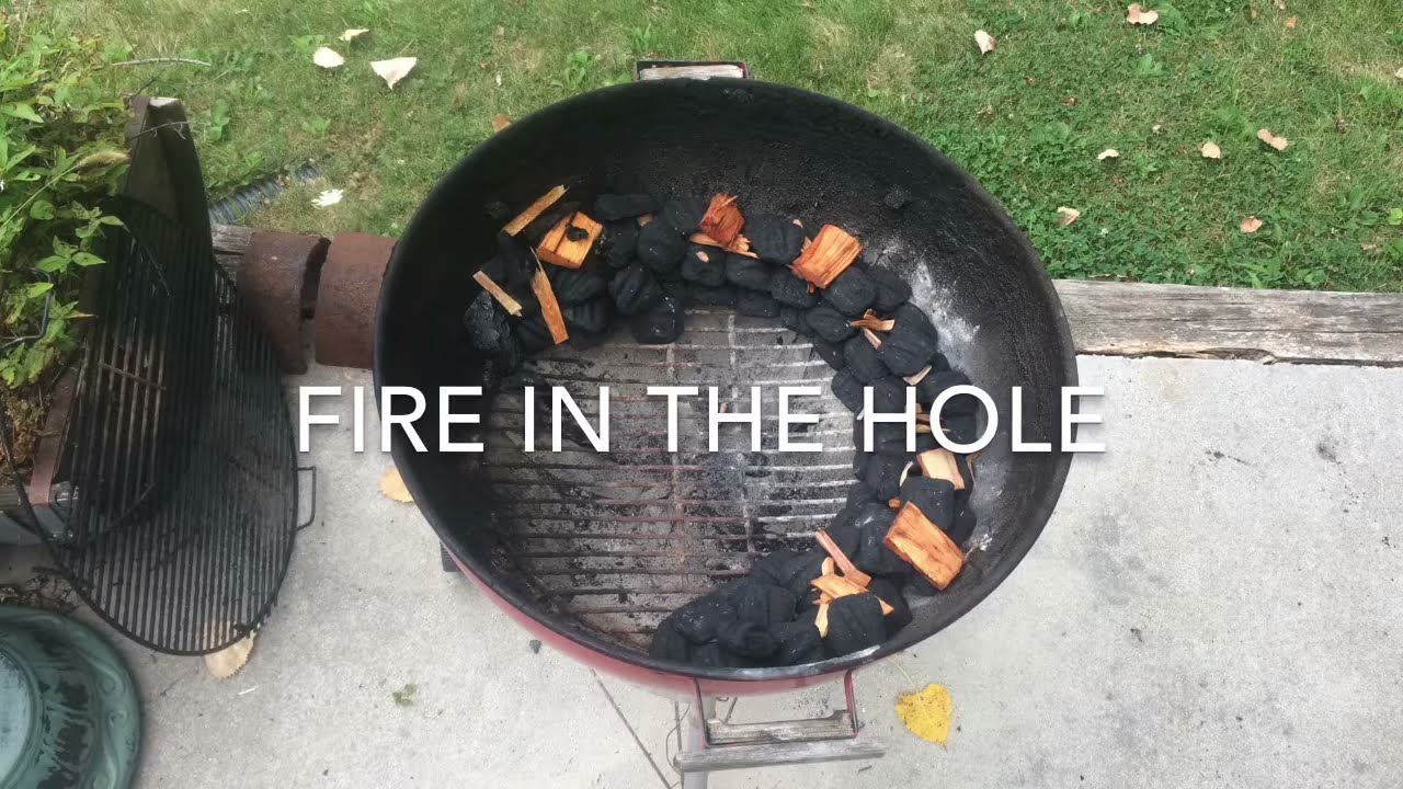 Snake method set up on a Weber Kettle grill - YouTube