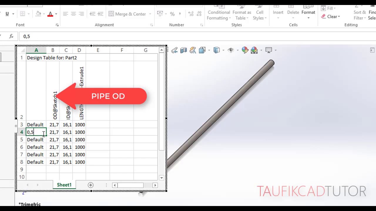 SOLIDWORKS|DESIGN TABLE #1 - YouTube