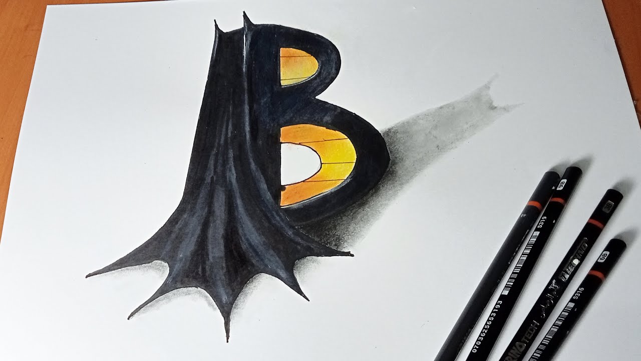 3D Trick Art on Pape | How to draw 3d Lettre B | 3d drawing alphabet B ...