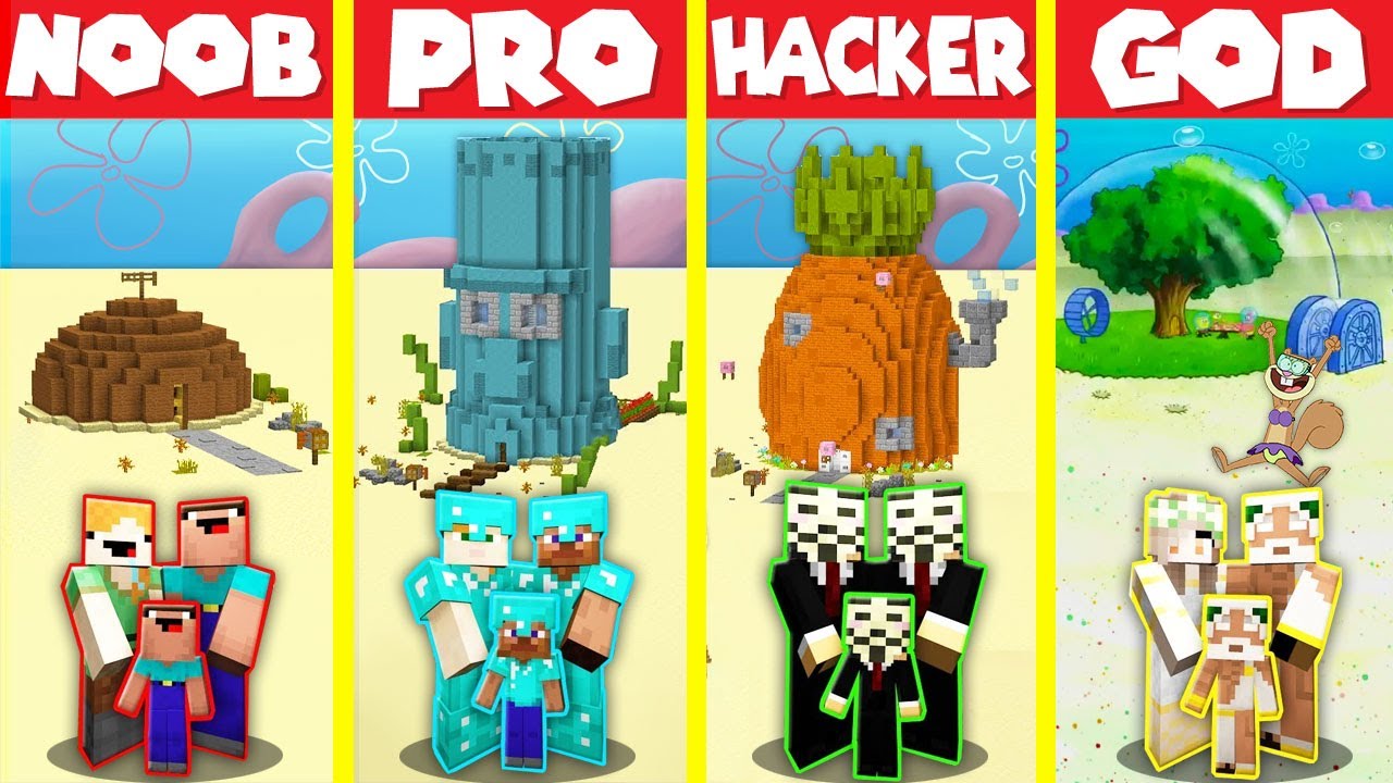 Minecraft Battle: SPONGEBOB WATER HOUSE BUILD CHALLENGE - NOOB vs PRO ...