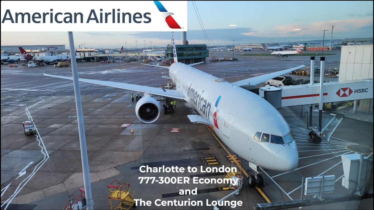 American Airlines Economy Boeing 777-300ER AA730 Charlotte to London in ...