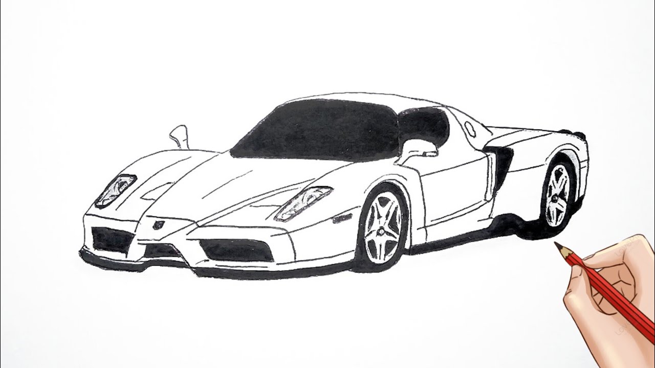 How To Draw a Ferrari Enzo | Drawing a ferrari Enzo sport car | step by ...