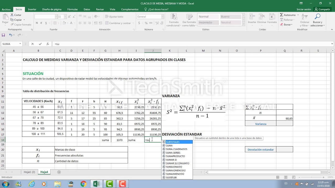 MEDIDAS DE DISPERSION EXCEL - YouTube