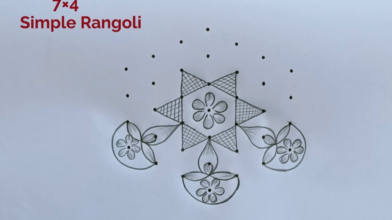 Very Simple and Beautiful Rangoli Design 7×4 🌺 Diya Muggulu 🌺 Pandaga ...