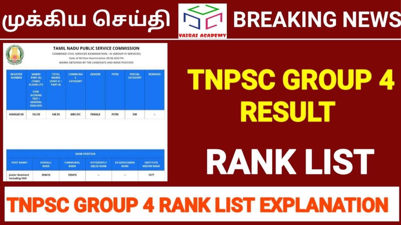 📢 குரூப் 4 ரிசல்ட் | TNPSC GROUP 4 RESULT | OVERALL RANK | COMMUNAL ...