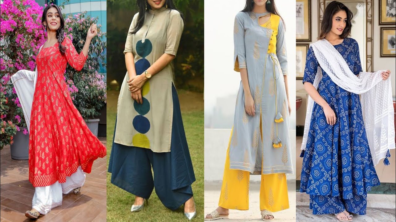latest palazzo suits design, long kurti with palazzo design, beautiful ...