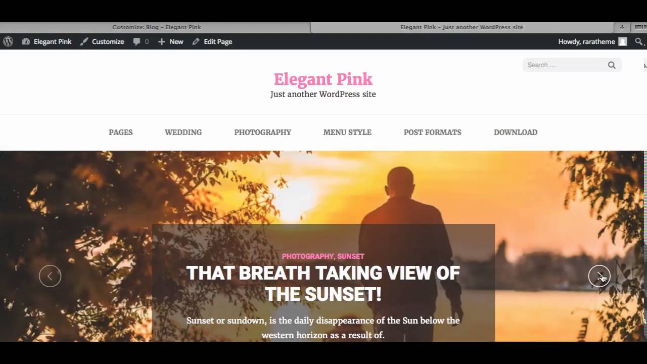 How to Add Slider in Elegant Pink WordPress Theme By Rara Theme - YouTube