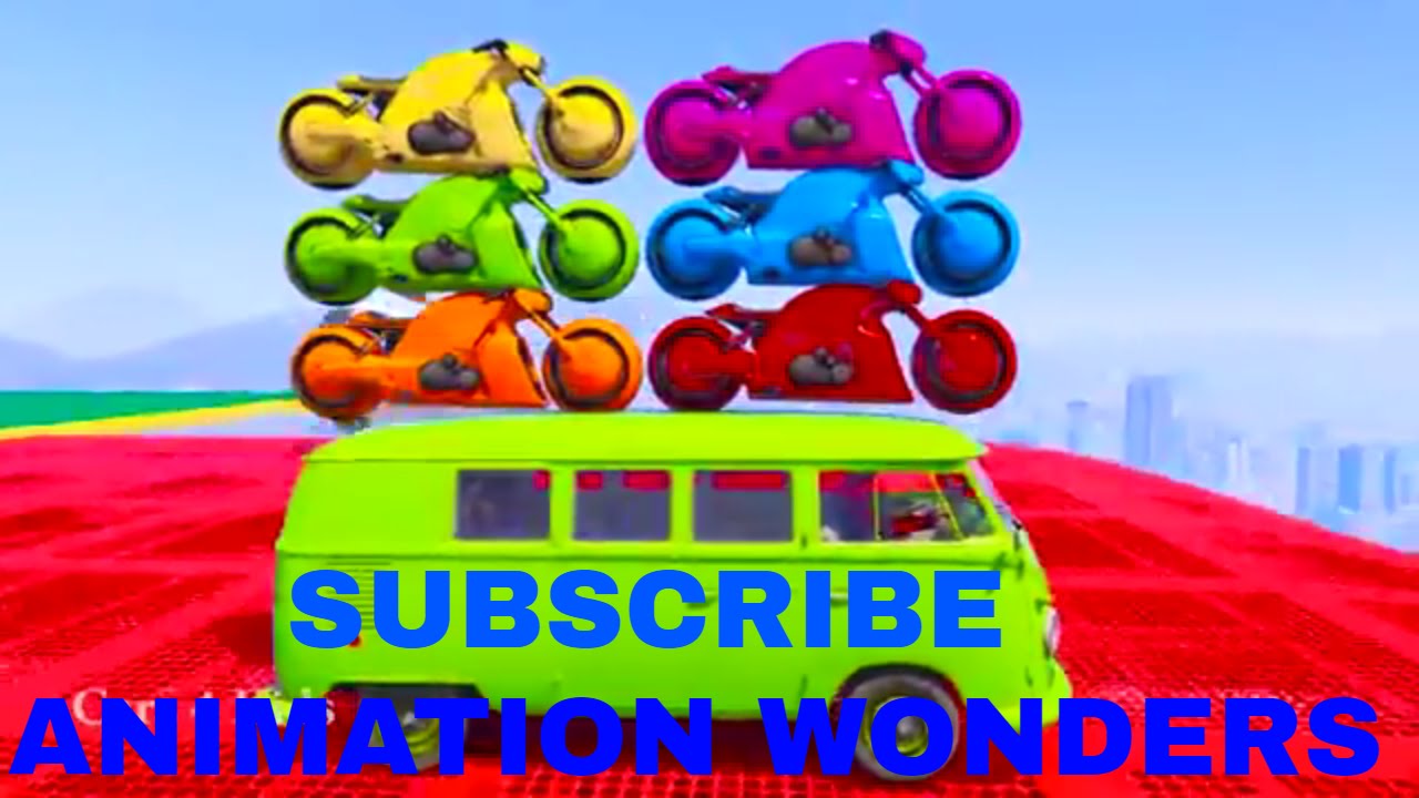LEARN Color Motorcycles on BUS & Spiderman Cars Cartoon for kids with ...