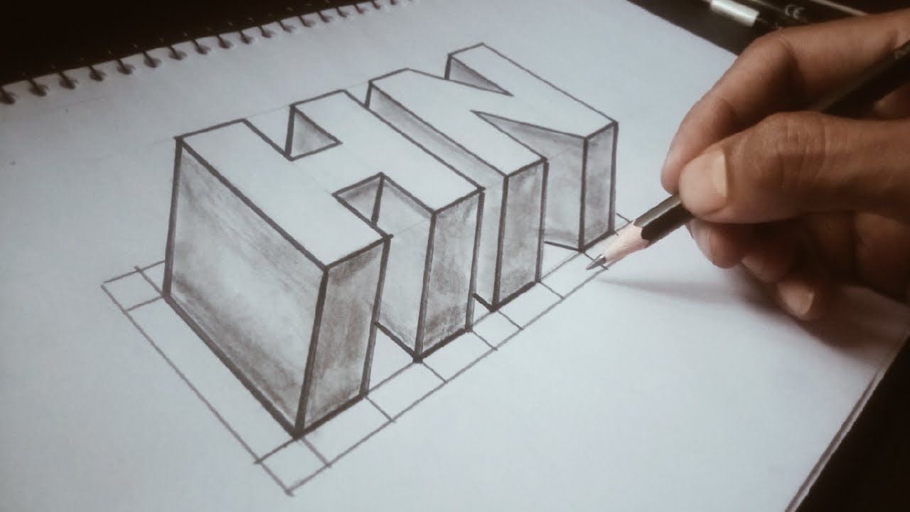 3D NAME DRAWING TUTORIAL ️ | HOW TO DRAW 3D NAME DRAWING - YouTube
