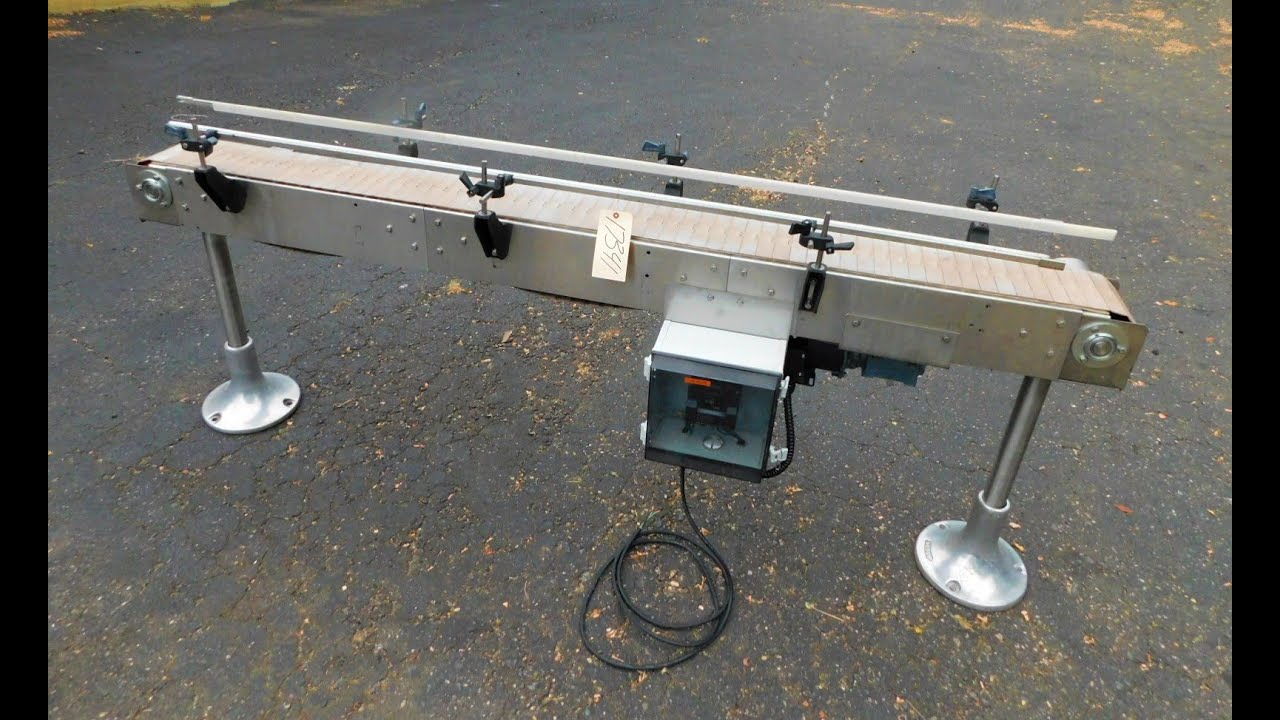 Garvey stainless steel table top chain conveyor - YouTube