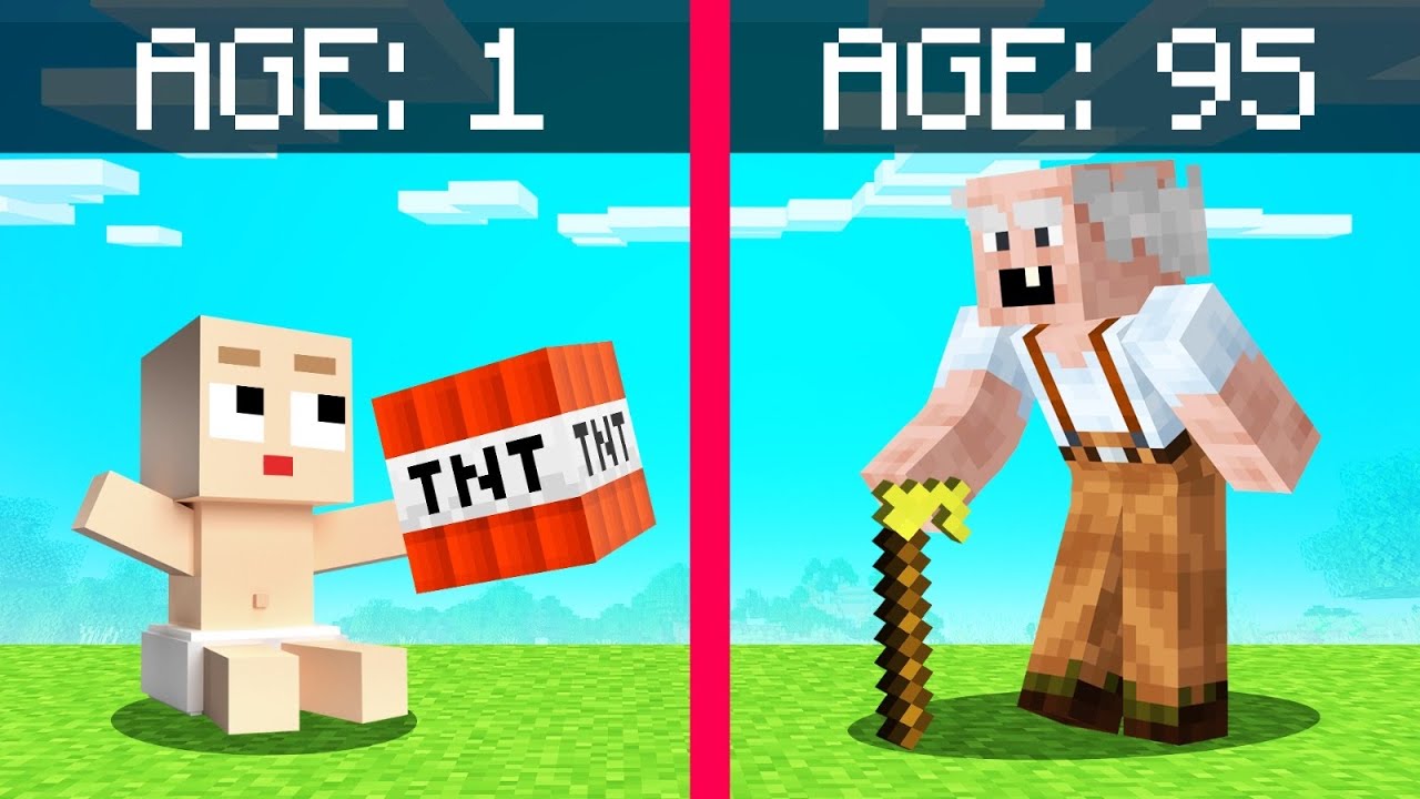 Playing Minecraft From BABY To GRANDPA… - YouTube
