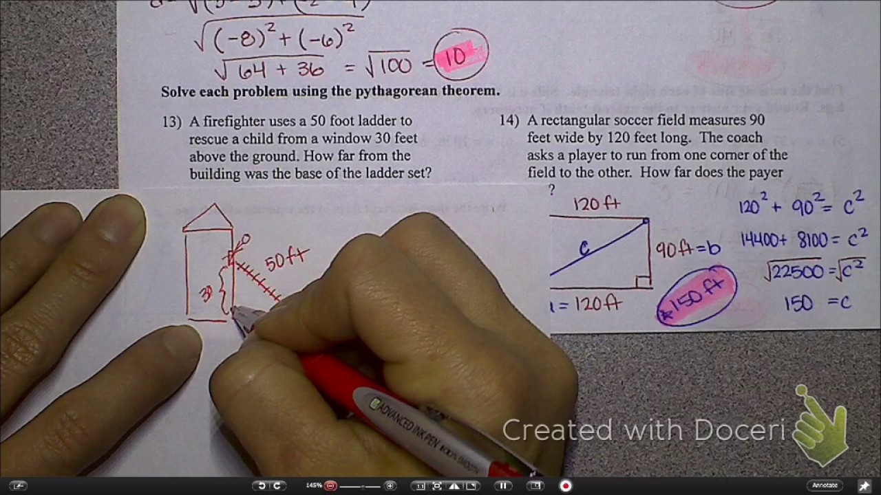 Pythagorean Theorem Ladder Word Problem - YouTube