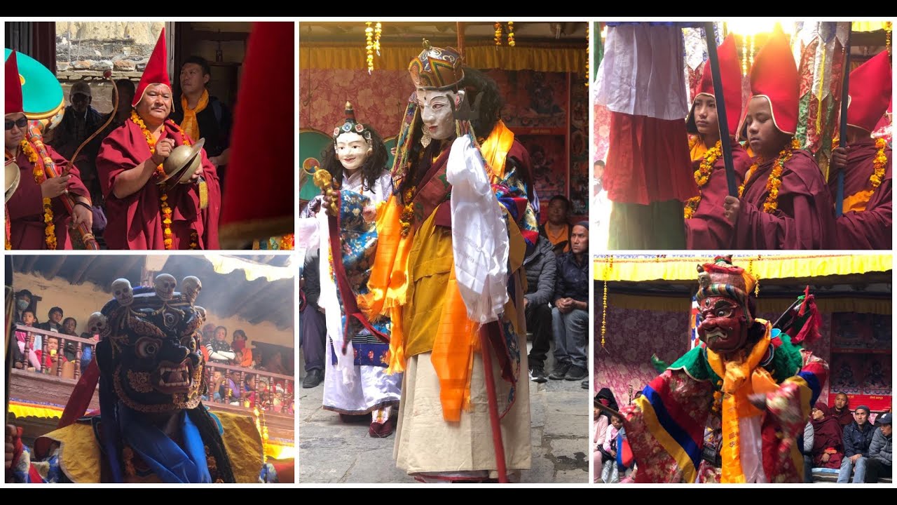 Traditional lama dance in Mustang , Syang village / Dheykyap/ Thakali ...