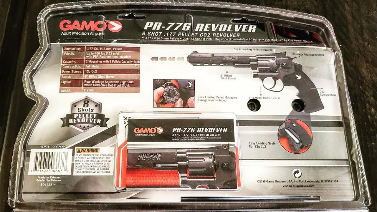 Gamo PR-776 Revolver .177 Pellet CO2 Air Gun - YouTube