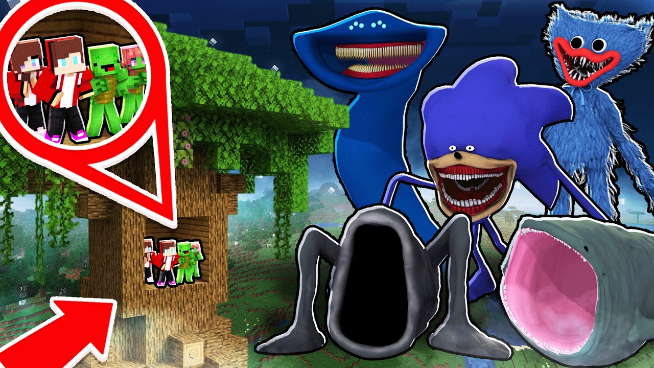 JJ And Mikey Family TREE TOWER vs Monsters in Minecraft - Maizen - YouTube