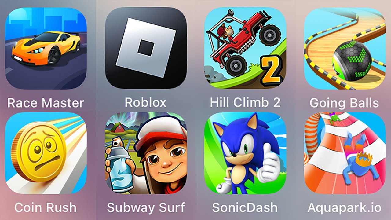 Roblox,Aquapark.io,Sonic Dash,Kick The Buddy,Race Master 3D,Going Balls ...