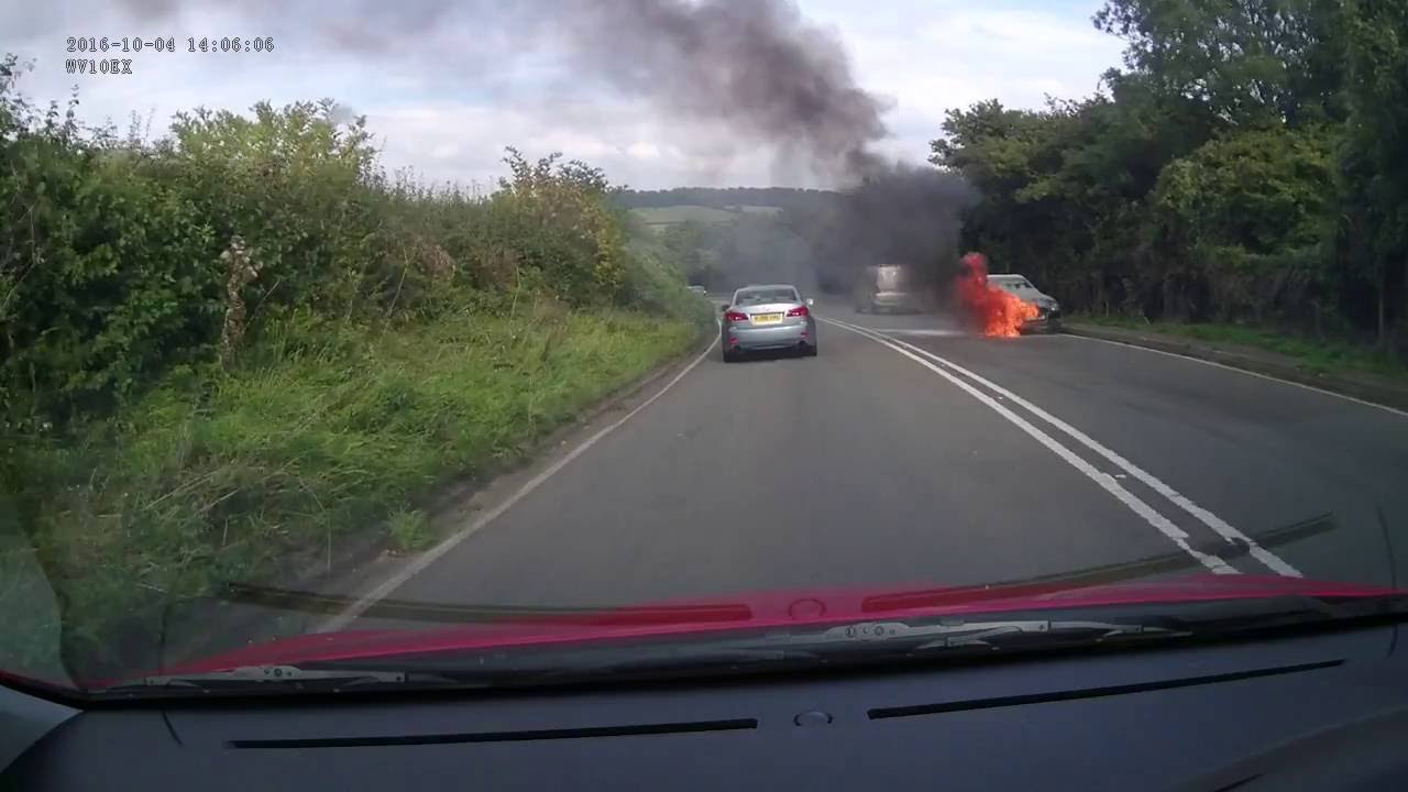 Audi (A3?) on fire - YouTube