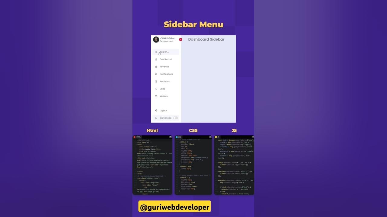 Side Menu Coding Webproject Shorts Viralvideo Css Code Javascript Webdesign Python Py