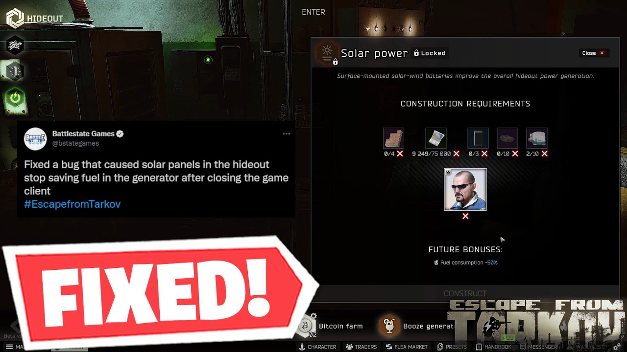 Escape From Tarkov - Solar Power Is FINALLY Fixed And Working Properly ...