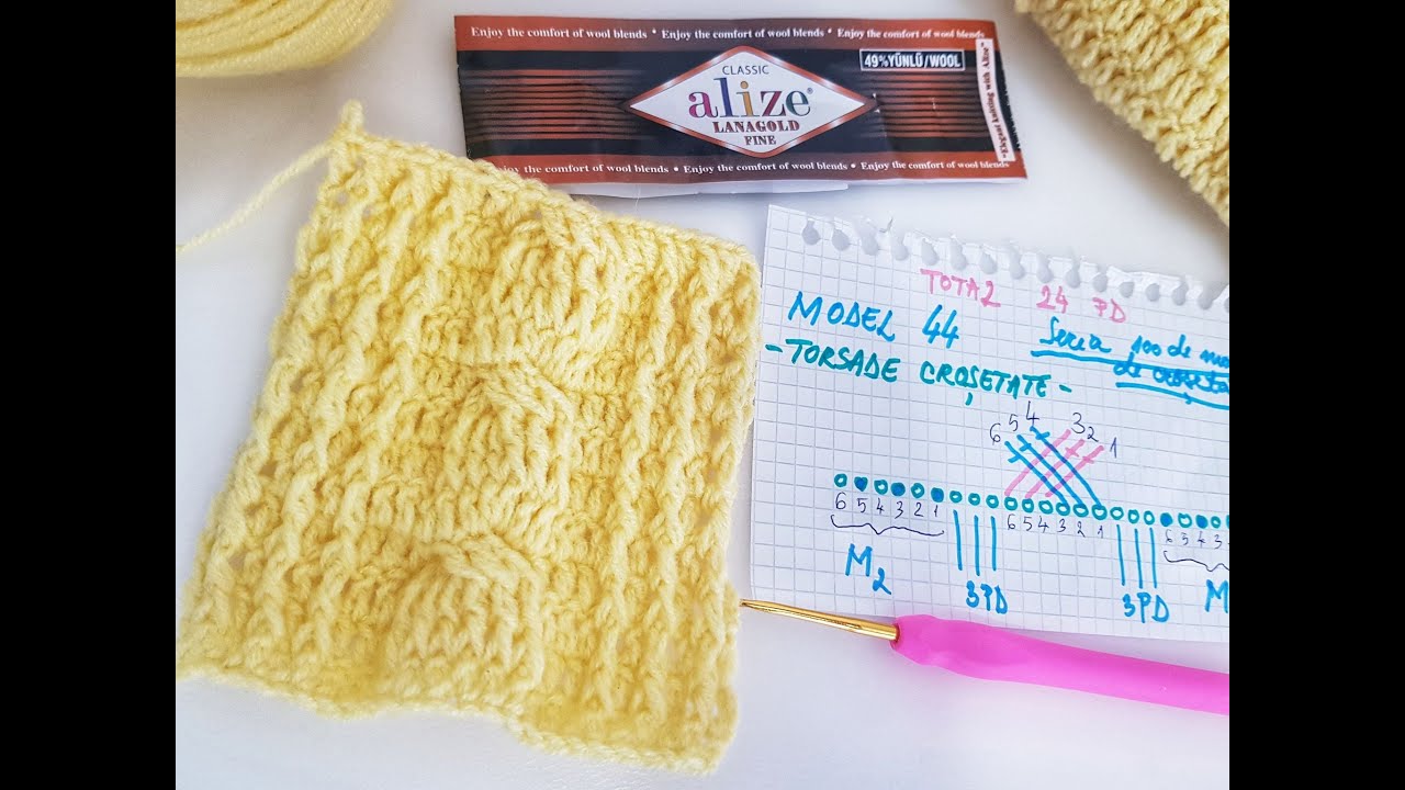 Modelul crosetat 44 - seria "100 de modele de crosetat" - YouTube