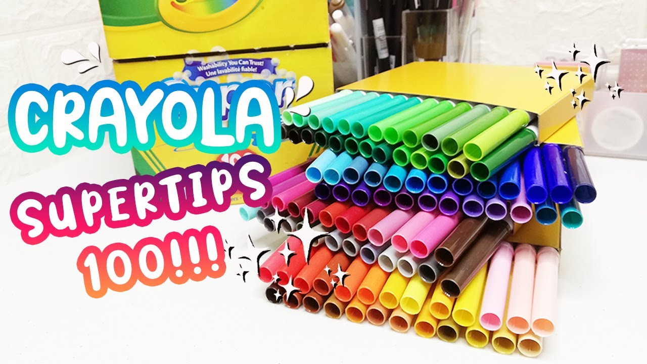 CRAYOLA SUPERTIPS 100 | unboxing and swatches | Salamat Shopee ...