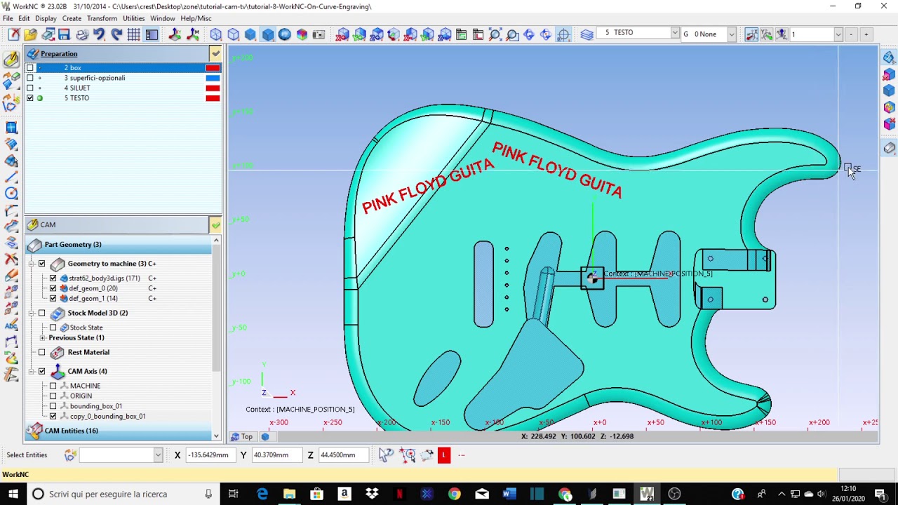 tutorial 8 WorkNC On Curve Engraving - YouTube